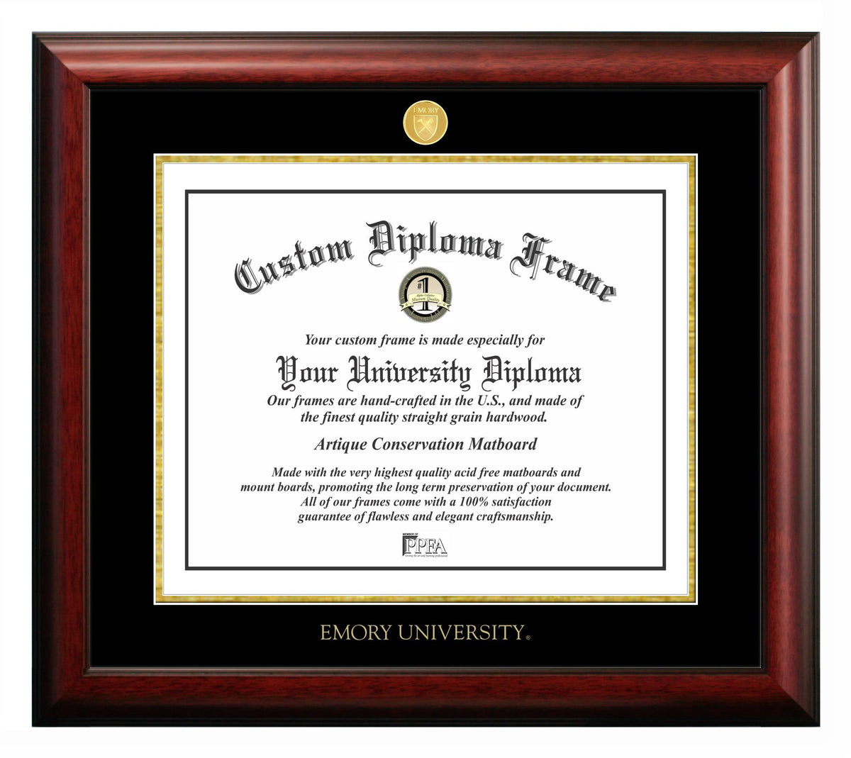 Emory University Diploma Frame - Satin Mahogany – Hamilton Business Gifts